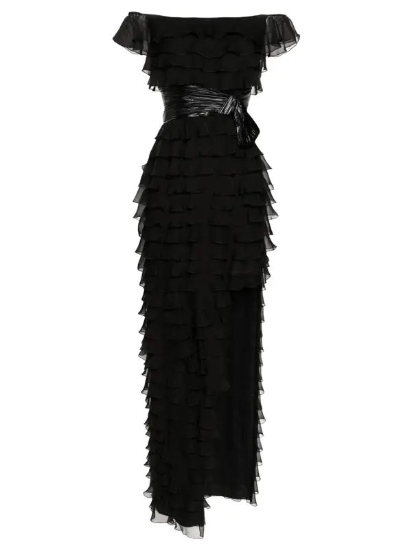 GEMY MAALOUF Off-shoulder Ruffled Gown - Black