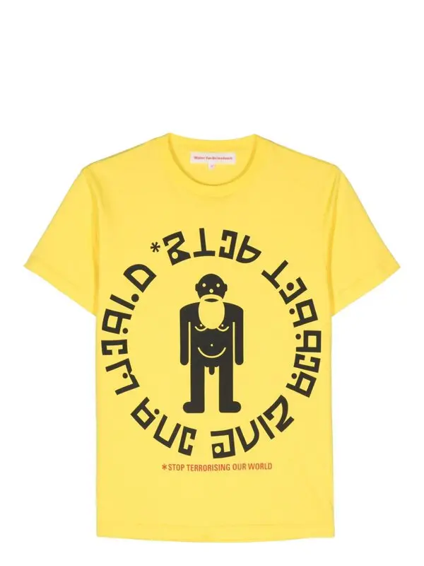 WALTER VAN BEIRENDONCK Logo Print Cotton T-shirt - Yellow