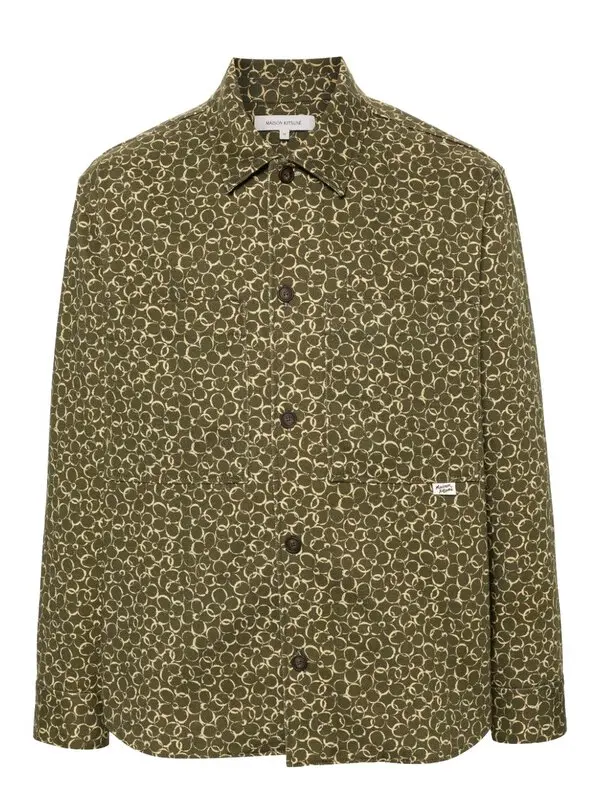 Maison Kitsuné Floral-print Cotton Shirt Jacket - Green