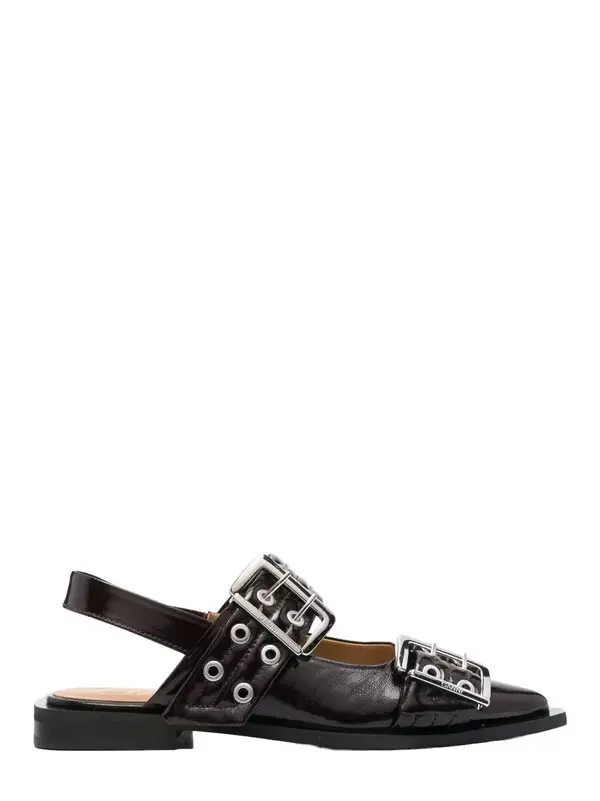GANNI Buckled Ballet Flats - Red