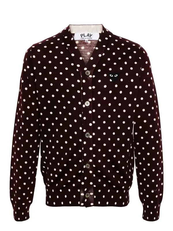 Play Comme Des Garcon Polka-dot Wool Cardigan - Red