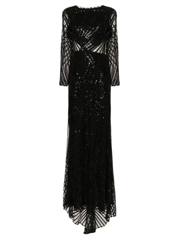 GEMY MAALOUF Sequinned Mesh Gown - Black