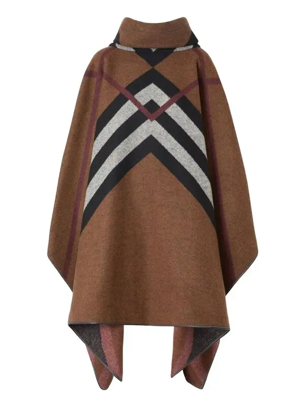 Burberry Chevron Check-jacquard Cashmere Poncho - Brown