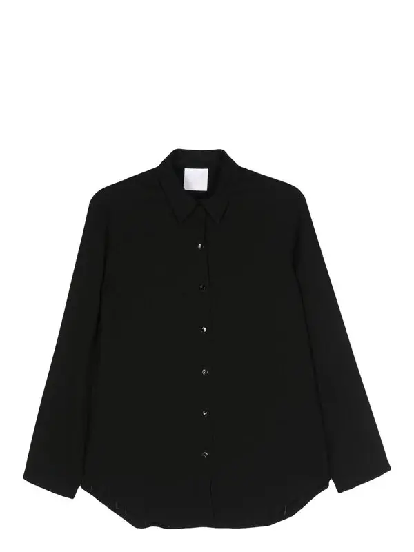 Paris Georgia Drop-stitch-detail Crepe Shirt - Black