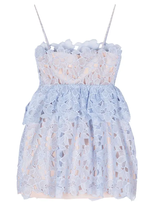 SELF-PORTRAIT Corded Lace Mini Dress - Blue