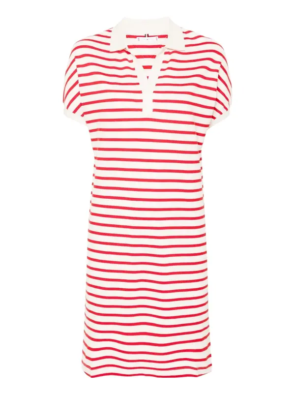 Tommy Hilfiger Bengal Stripe Piqué Polo Dress - Red