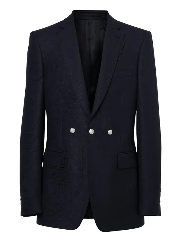 Burberry English Fit Wool Mohair Tailored Jacket - Blue