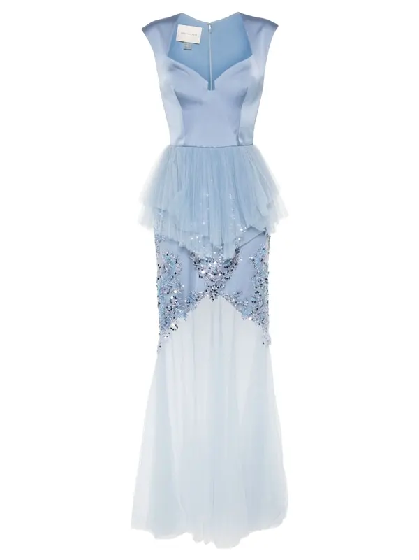 GEMY MAALOUF Sequin-embellished Panelled Gown - Blue