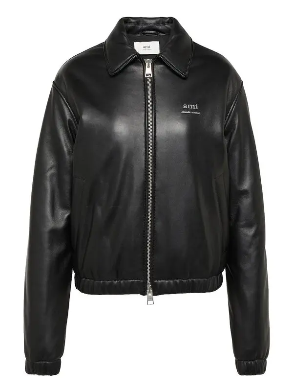 AMI Paris Leather Jacket - Black