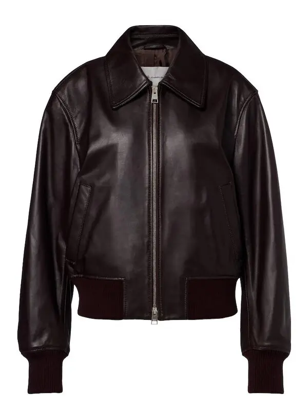AMI Paris Leather Jacket - Brown