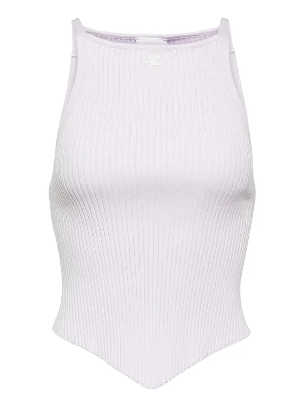 COURREGES Courrèges Logo Ribbed-knit Tank Top - White