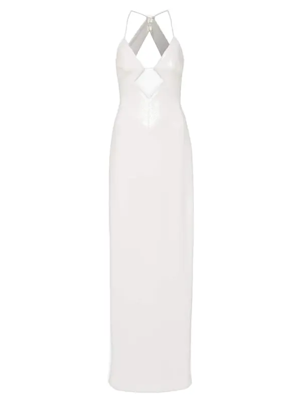 Galvan Sequined Halterneck Gown - White