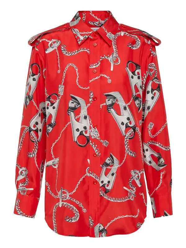Burberry Printed Silk Shirt - Red