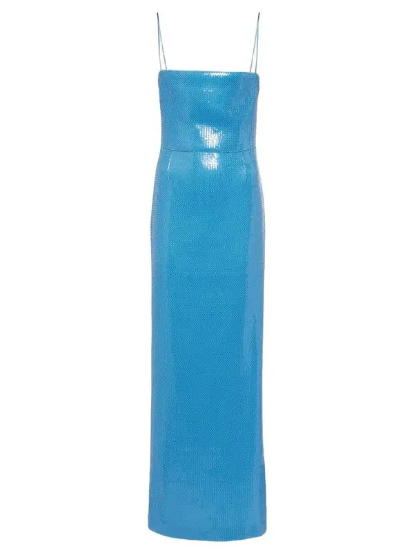Galvan Stargaze Bandeau Sequined Maxi Dress - Blue
