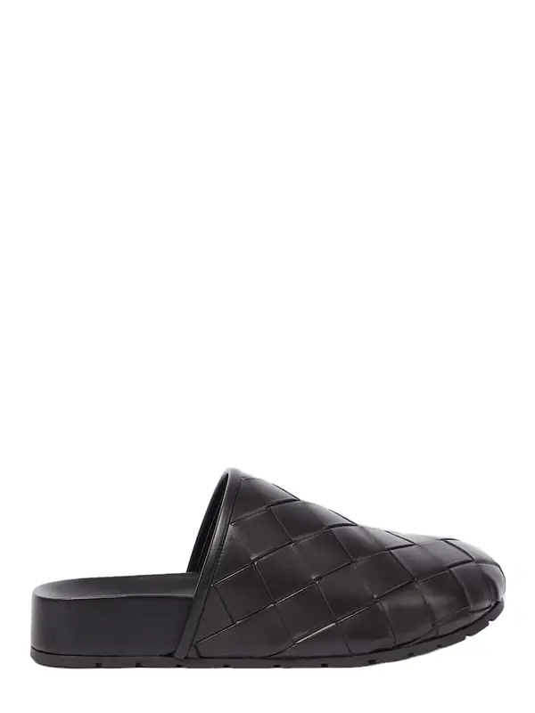 Bottega Veneta Intrecciato Leather Mules - Black