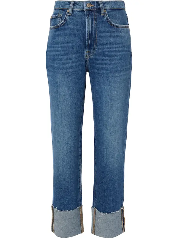 7 For All Mankind Logan High-rise Cropped Slim Jeans - Blue