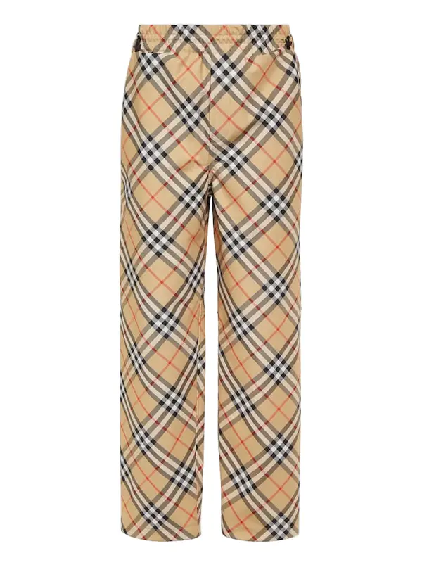 Burberry Checked Track Pants - Beige