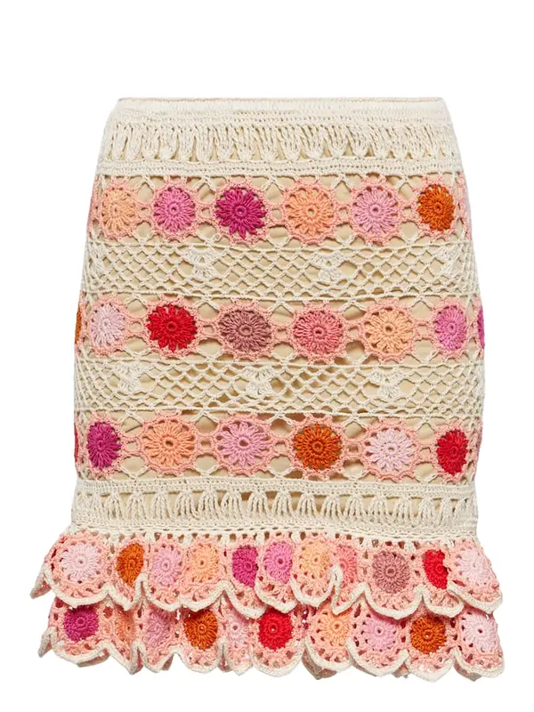 Anna Kosturova Bouquet Floral Crochet Miniskirt - Multicoloured