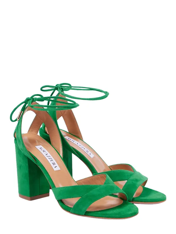 AQUAZZURA Very Ari 85 Suede Sandals - Green