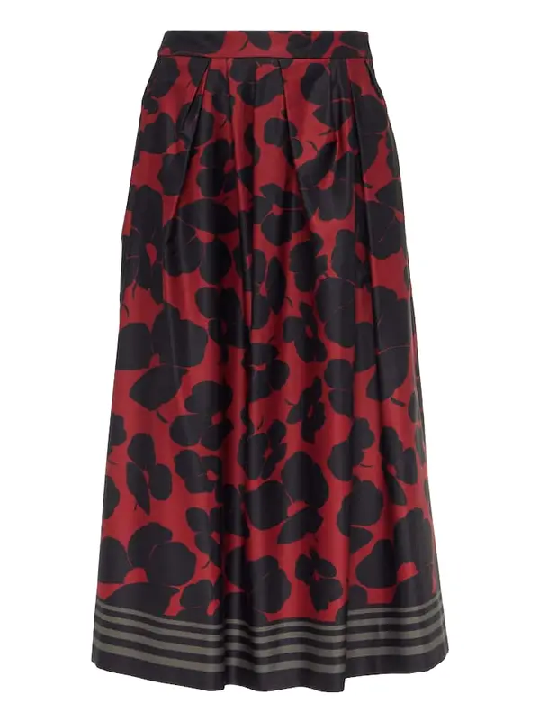 Dries Van Noten Printed Satin Midi Skirt - Multicoloured