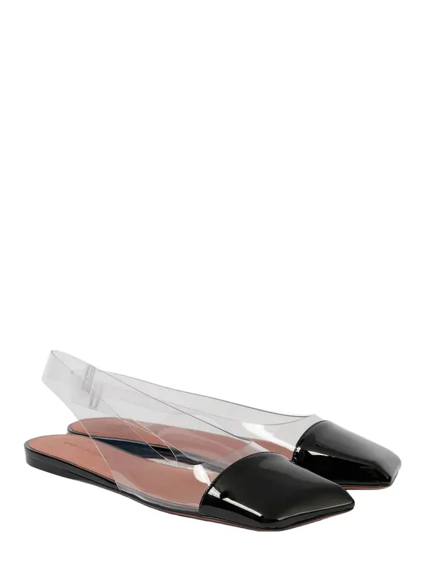 Amina Muaddi Ane Glass Slingback Flats - Black