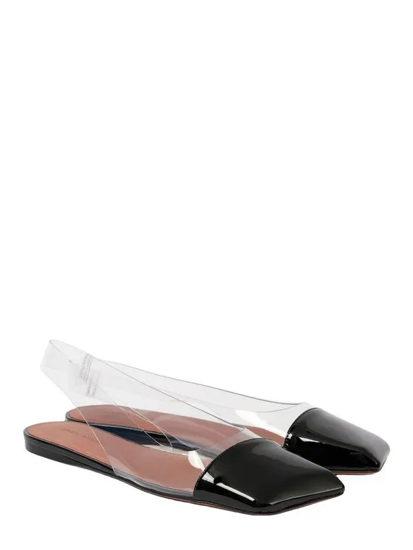 Amina Muaddi Ane Glass Slingback Flats - Black