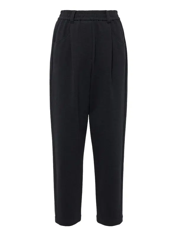 Brunello Cucinelli Pleated Cotton-blend Jersey Sweatpants - Grey