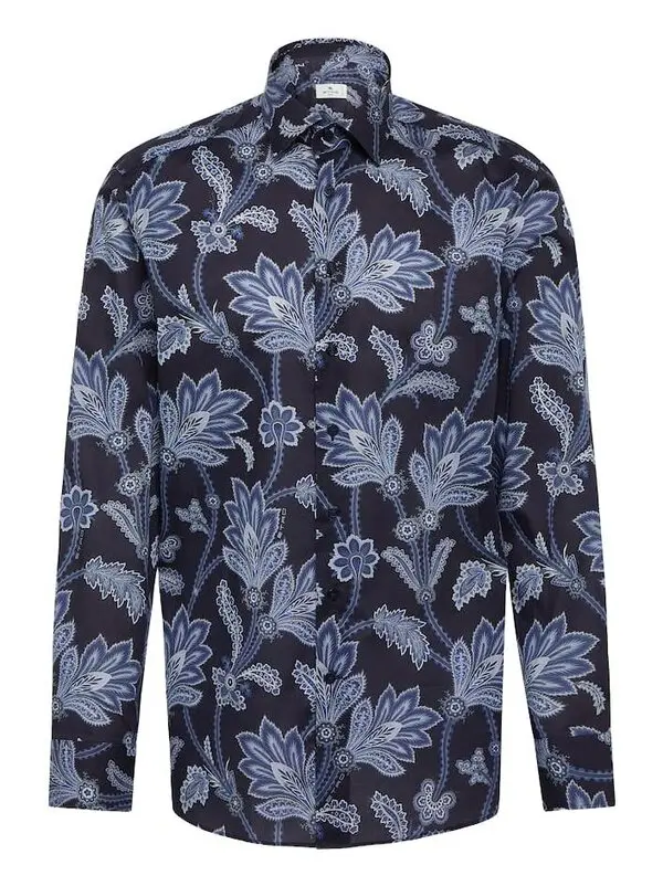 Etro Paisley Cotton Poplin Shirt - Blue