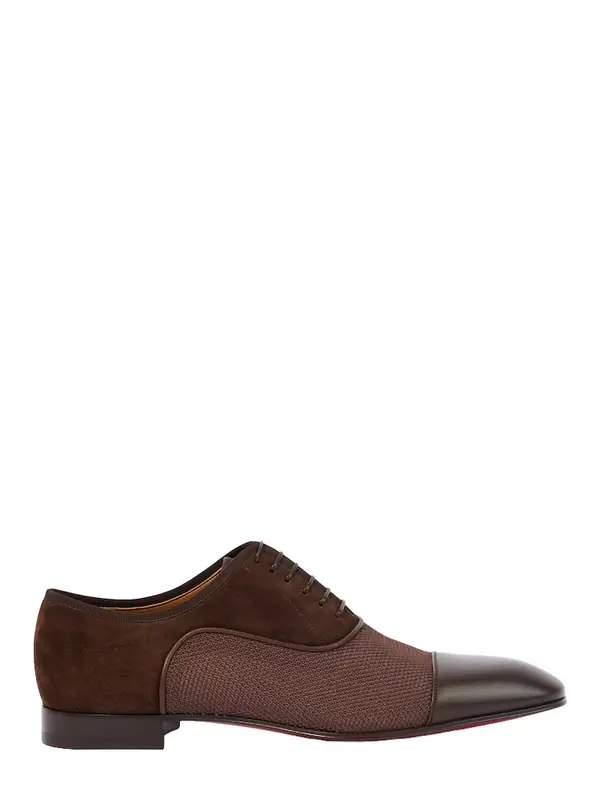 CHRISTIAN LOUBOUTIN Greggo Leather-trimmed Oxford Shoes - Brown
