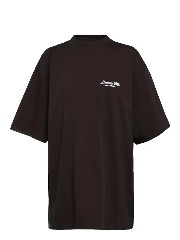 Balenciaga Printed Cotton Jersey T-shirt - Brown