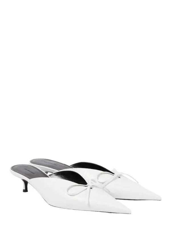Balenciaga Knife Bow Leather Mules - White