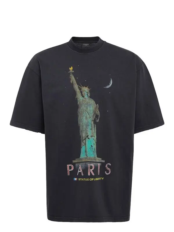 Balenciaga Liberty Cotton Jersey T-shirt - Black