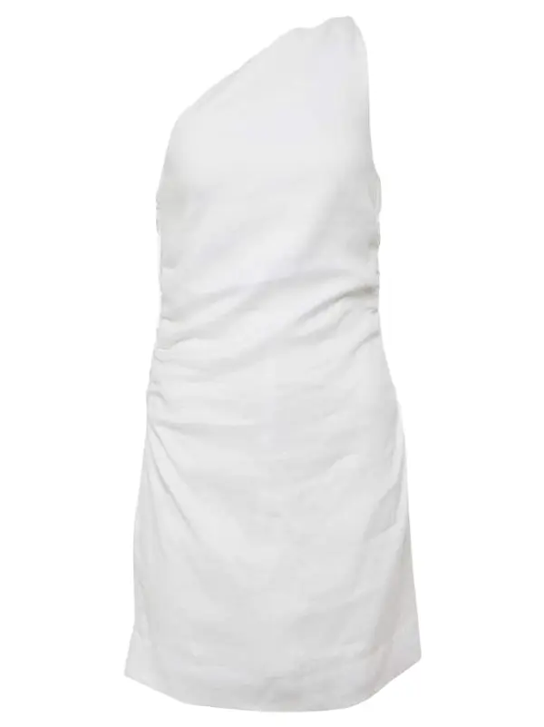 Faithfull The Brand Marga Gathered Linen Minidress - White