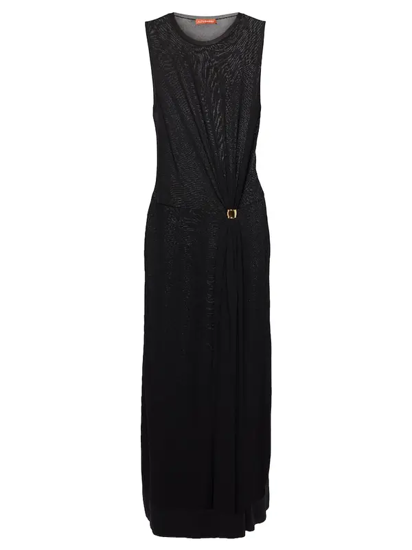 Altuzarra Saralien Gathered Jersey Midi Dress - Black