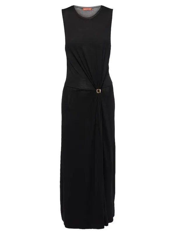 Altuzarra Saralien Gathered Jersey Midi Dress - Black