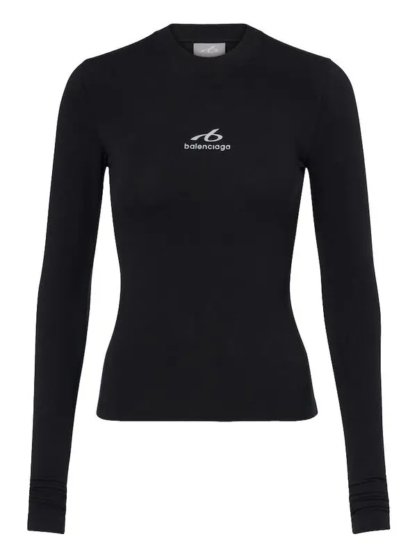 Balenciaga Logo Cotton-blend Jersey T-shirt - Black