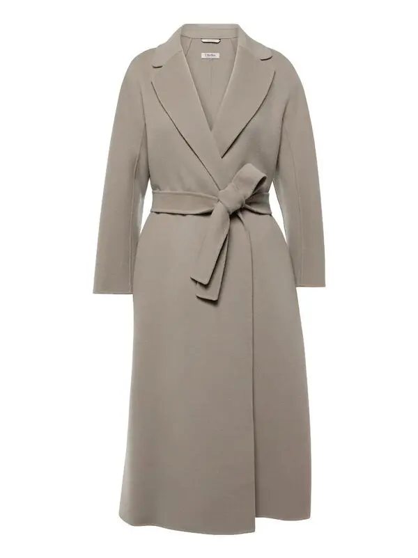 Max Mara Virgin Wool Wrap Coat - Grey