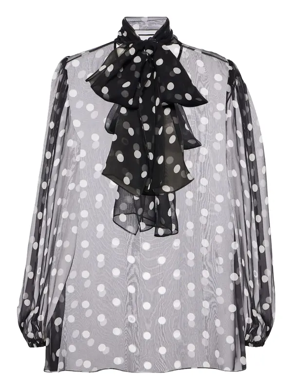 Dolce & Gabbana Polka-dot Silk Chiffon Blouse - Black
