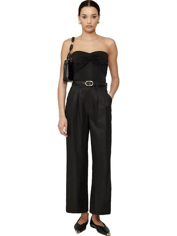 ANINE BING Carrie Ankle Pant - Black Linen Blend