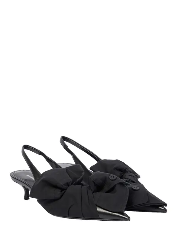 Balenciaga Bow-detail Leather Slingback Pumps - Black
