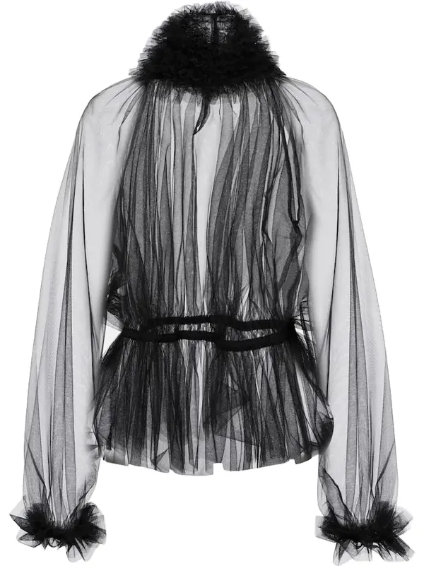 Dolce & Gabbana Ruffle-trimmed Tulle Blouse - Black
