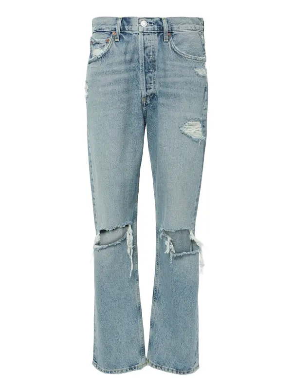 AGOLDE 90s Distressed Mid-rise Straight Jeans - Blue