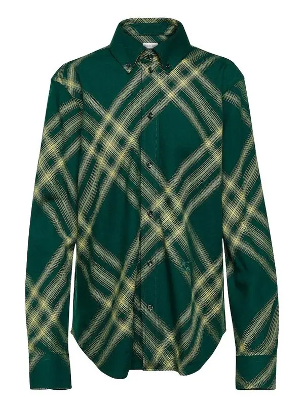Burberry Checked Wool Shirt - Green