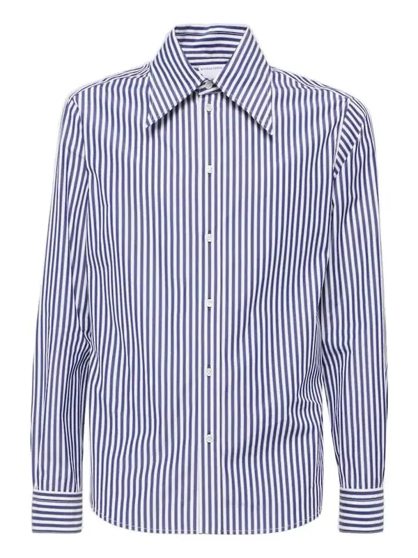 Bottega Veneta Striped Cotton Poplin Shirt - Blue