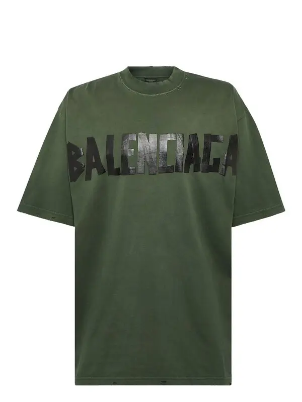 Balenciaga Tape Cotton-blend Jersey T-shirt - Green