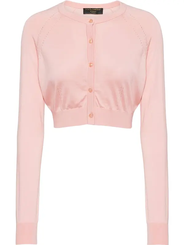Dolce & Gabbana Capri Cropped Silk Cardigan - Pink