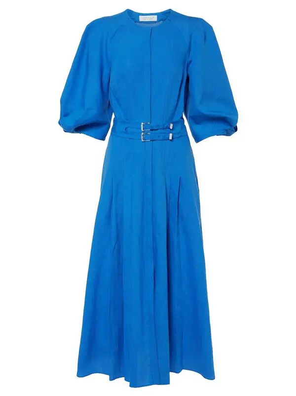 Gabriela Hearst Elea Linen Maxi Dress - Blue