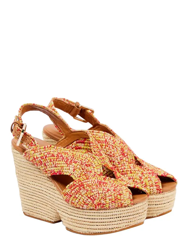 Clergerie Dolce Raffia Platform Sandals - Multicoloured