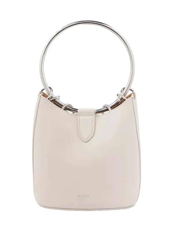 Alaïa Ring Medium Leather Bucket Bag - White