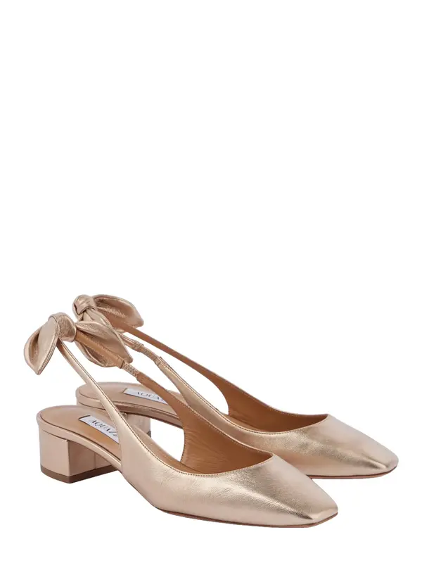 AQUAZZURA Very Bow 35 Slingback Pumps - Metallic